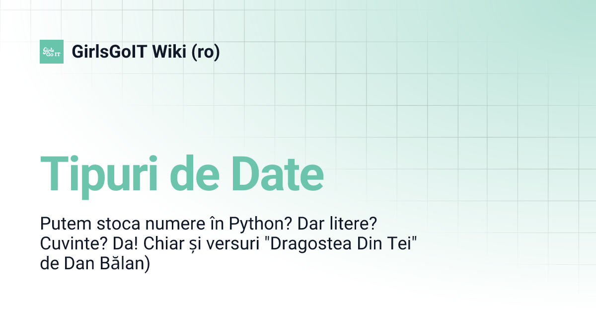 Tipuri de Date | GirlsGoIT Wiki (ro)
